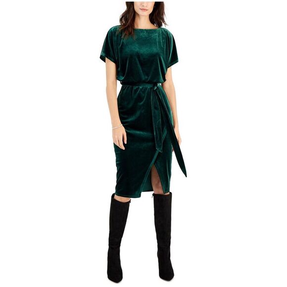 Kensie | Dresses | Kensie Womens Velvet Boatneck Midi Dress Green Nwt ...